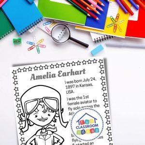 Free Amelia Earhart Coloring Pages - Mini Biography Worksheet For Kids