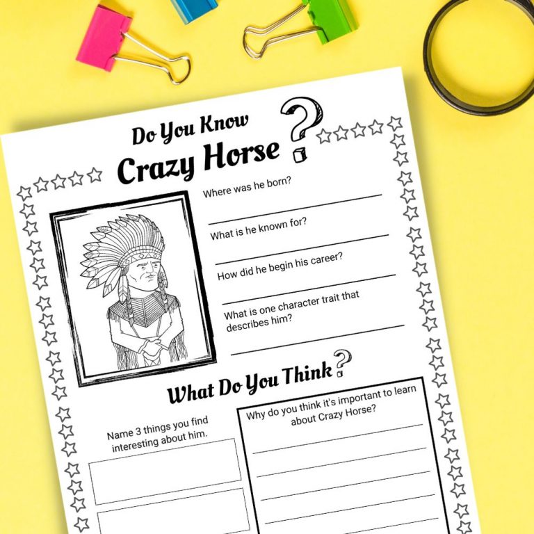 Free Crazy Horse Worksheet - Level-Up Your Worksheets