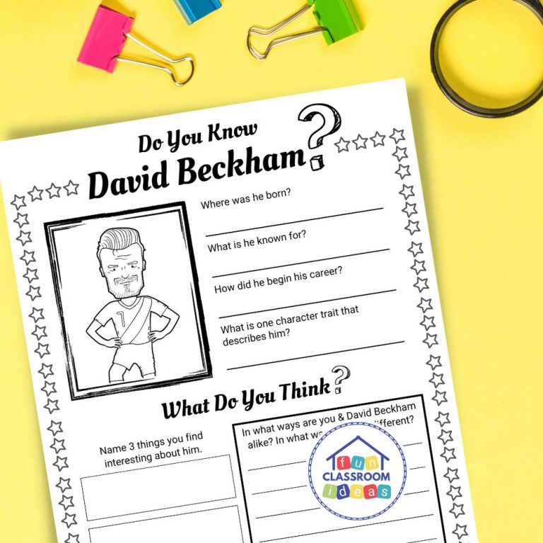 Free David Beckham Worksheet - Level-Up Your Worksheets