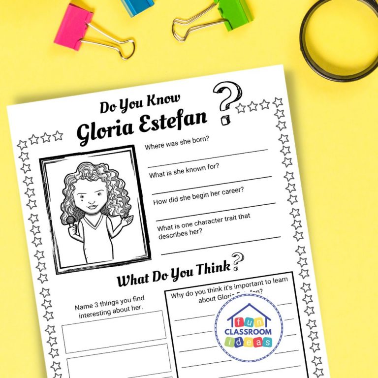 Free Gloria Estefan Worksheet - Level-Up Your Worksheets