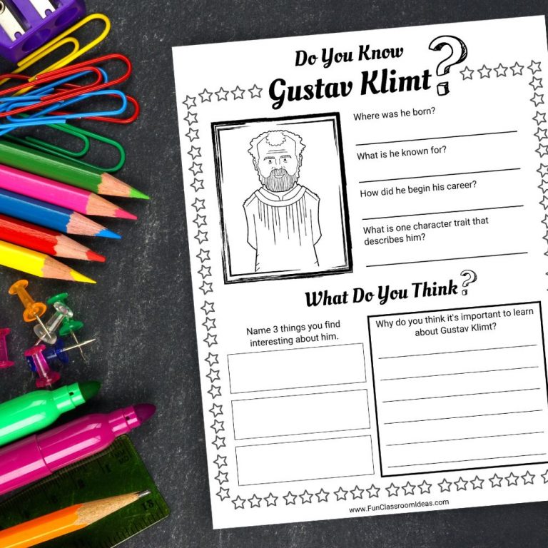 Free Gustav Klimt Worksheet - Level-Up Your Worksheets