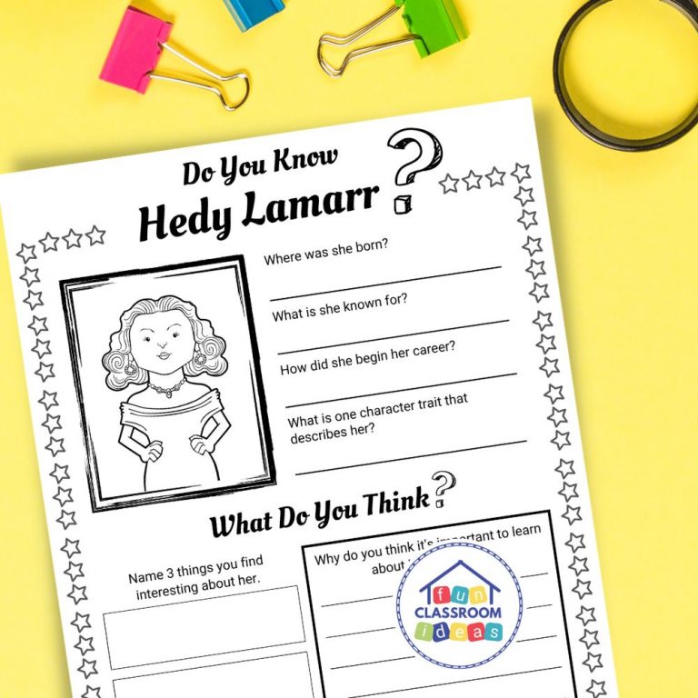 Free Hedy Lamarr Worksheet - Level-Up Your Worksheets