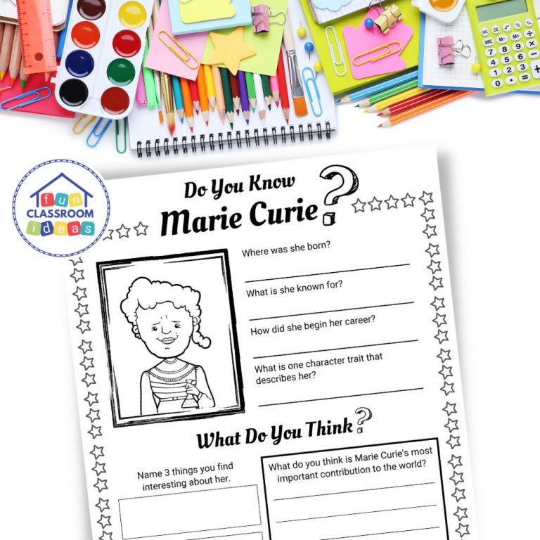 Free Marie Curie Worksheet - Level-Up Your Worksheets