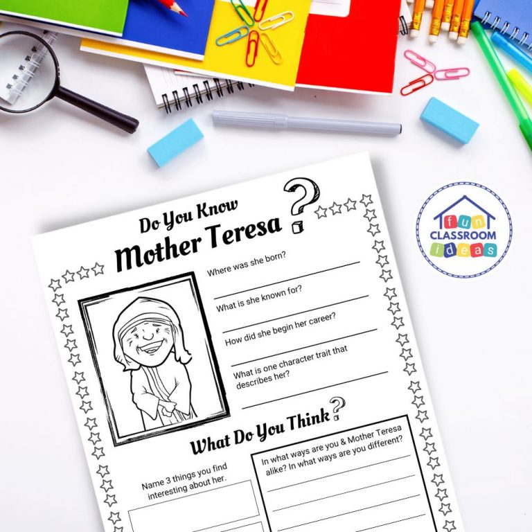 Free Mother Teresa Worksheet - Level-Up Your Worksheets