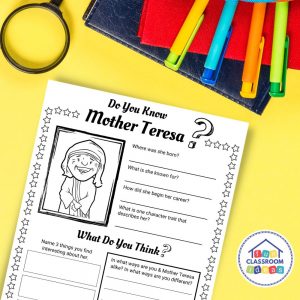 Free Mother Teresa Worksheet - Level-Up Your Worksheets