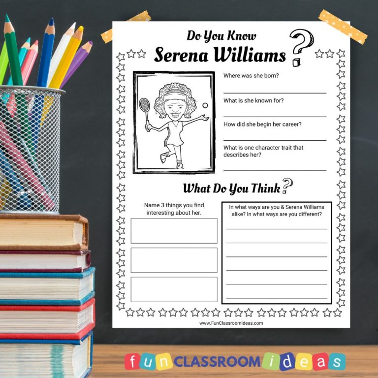 Free Serena Williams Worksheet - Level-Up Your Worksheets
