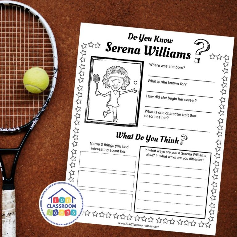 Free Serena Williams Worksheet - Level-Up Your Worksheets